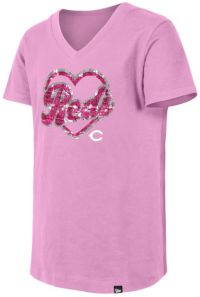 New Era Girls' Cincinnati Reds Pink Sequin T-Shirt | Dick's Sporting Goods