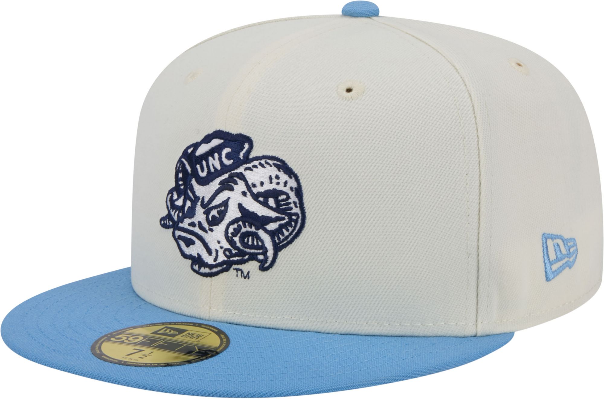 New Era Men's North Carolina Tar Heels White 59fifty Fitted Hat International Shipping