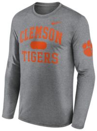 Nike Men's Clemson Tigers Dark Grey Heather Legend Long Sleeve T-Shirt ...