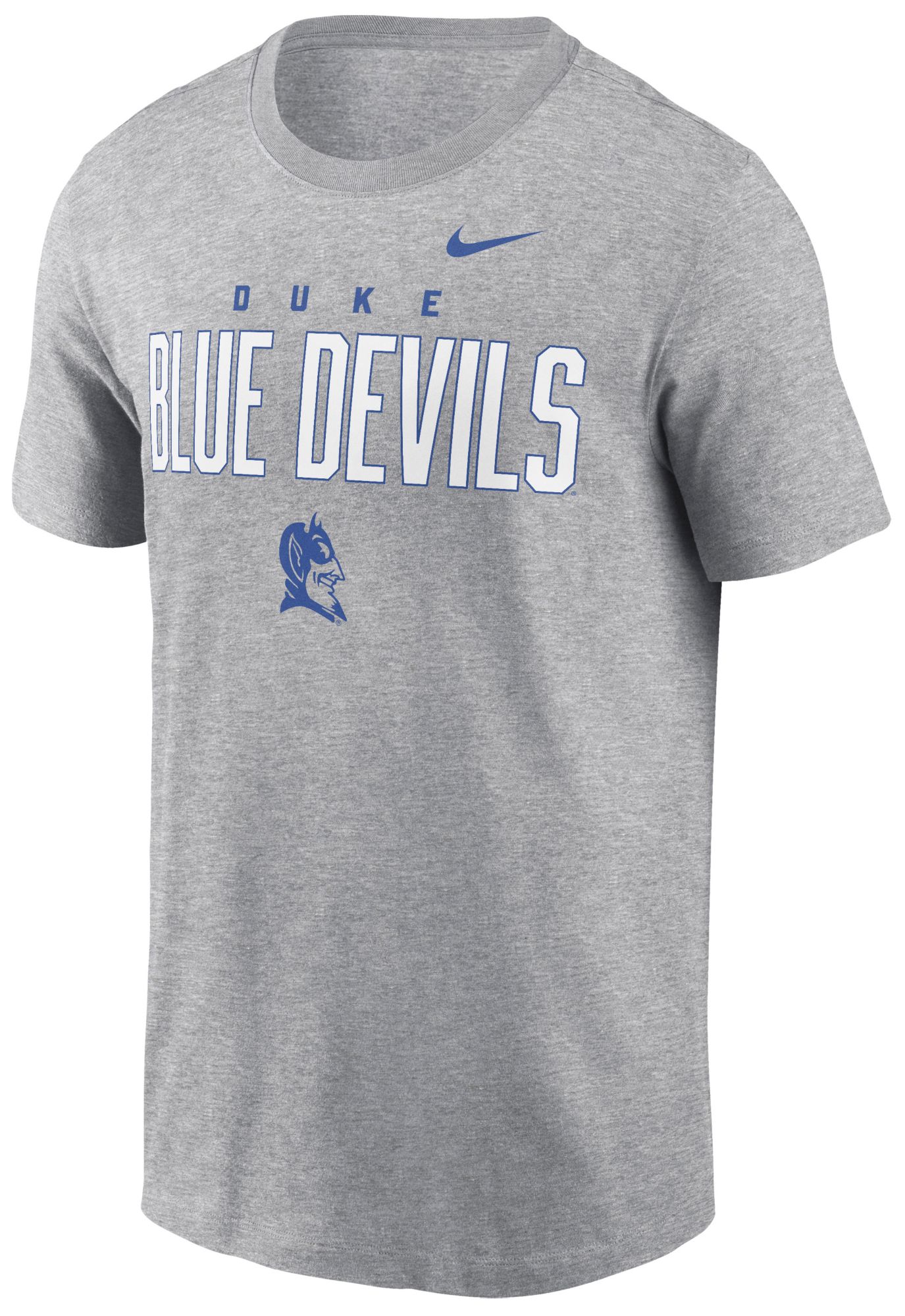 Nike Men's Duke Blue Devils Dark Grey Heather Double Hit Logo T