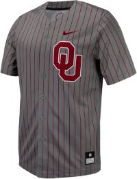 Nike Men's Oklahoma Sooners Grey Pinstripe Full Button Replica Baseball ...