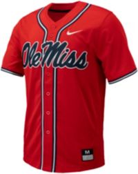 Nike Men's Ole Miss Rebels Red Full Button Replica Baseball Jersey ...