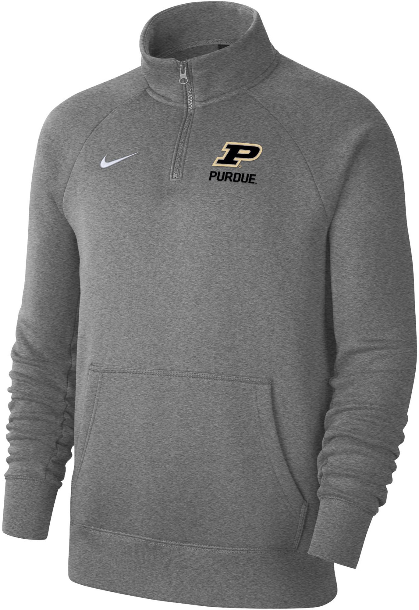 Nike Men's Purdue Boilermakers Grey Club Fleece Quarter-Zip ...