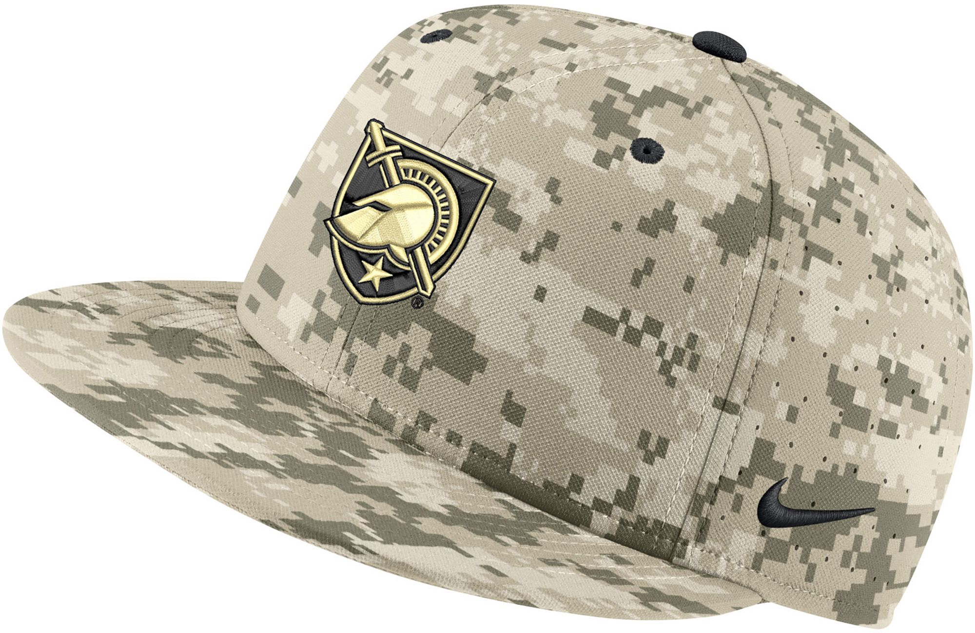 Nike Men's Army West Point Black Knights Camo Dri-Fit Aero True Baseball Fitted Hat ...