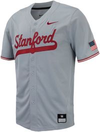 Nike Men's Stanford Cardinal Grey Full Button Replica Baseball Jersey ...