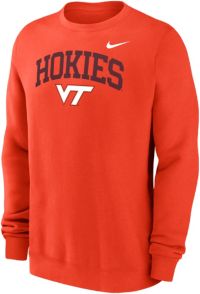 Nike Men's Virginia Tech Hokies Burnt Orange Club Fleece Arch Logo Crew ...
