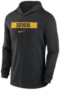 Nike Men's Iowa Hawkeyes Black Dri-FIT Lightweight Hooded Long Sleeve T ...