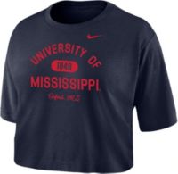 Nike Women's Ole Miss Rebels Blue Dri-FIT Cotton Crop T-Shirt | Dick's ...