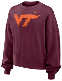 Nike Women's Virginia Tech Hokies Maroon Club Fleece Phoenix Crew Neck ...