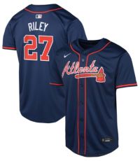 Nike Youth Atlanta Braves Austin Riley #27 Navy Alternate Cool Base ...