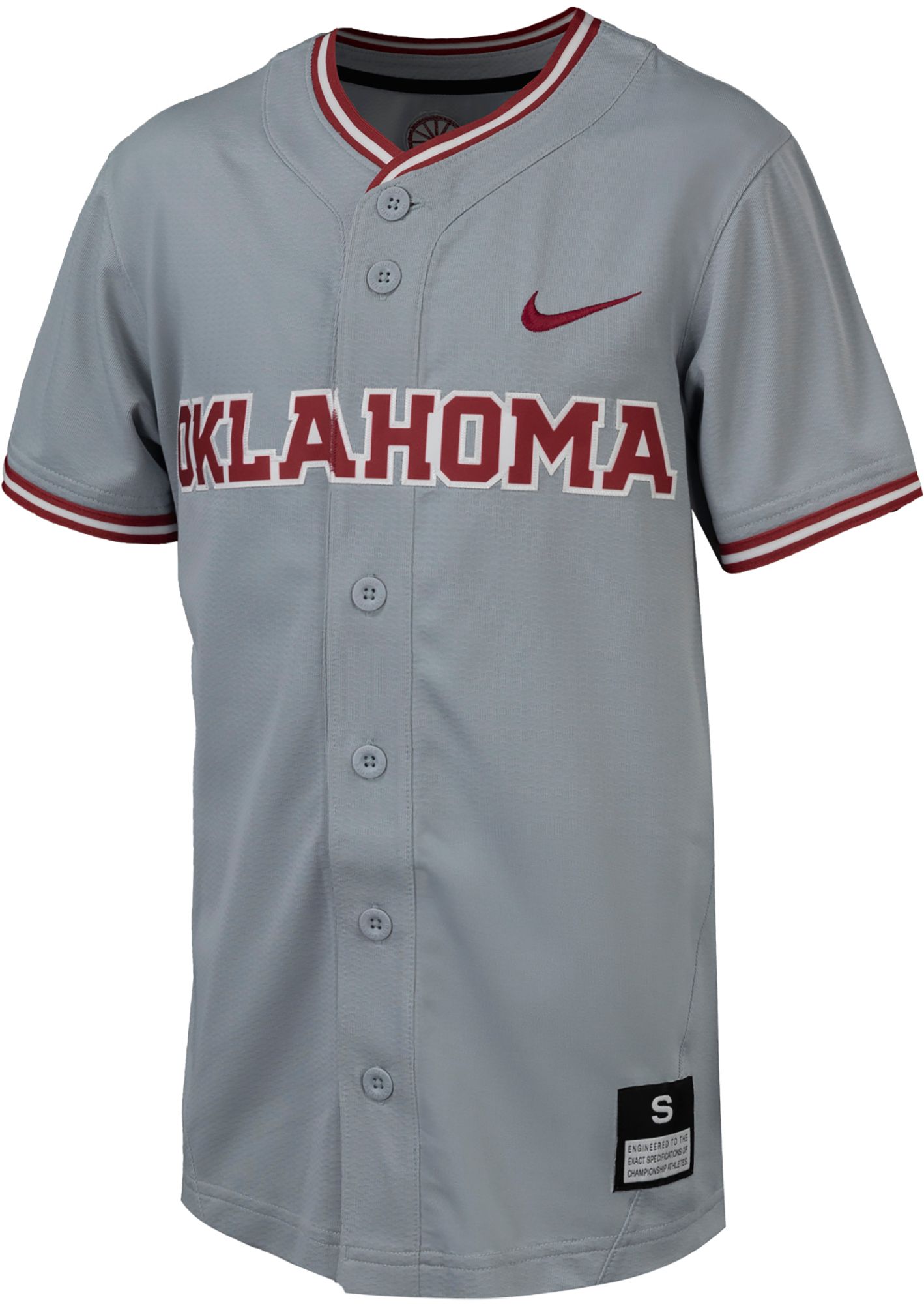 Nike Youth Oklahoma Sooners Grey Full Button Replica Baseball Jersey ...
