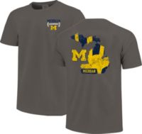 Image One Men's Michigan Wolverines Grey Football Stripes T-Shirt ...