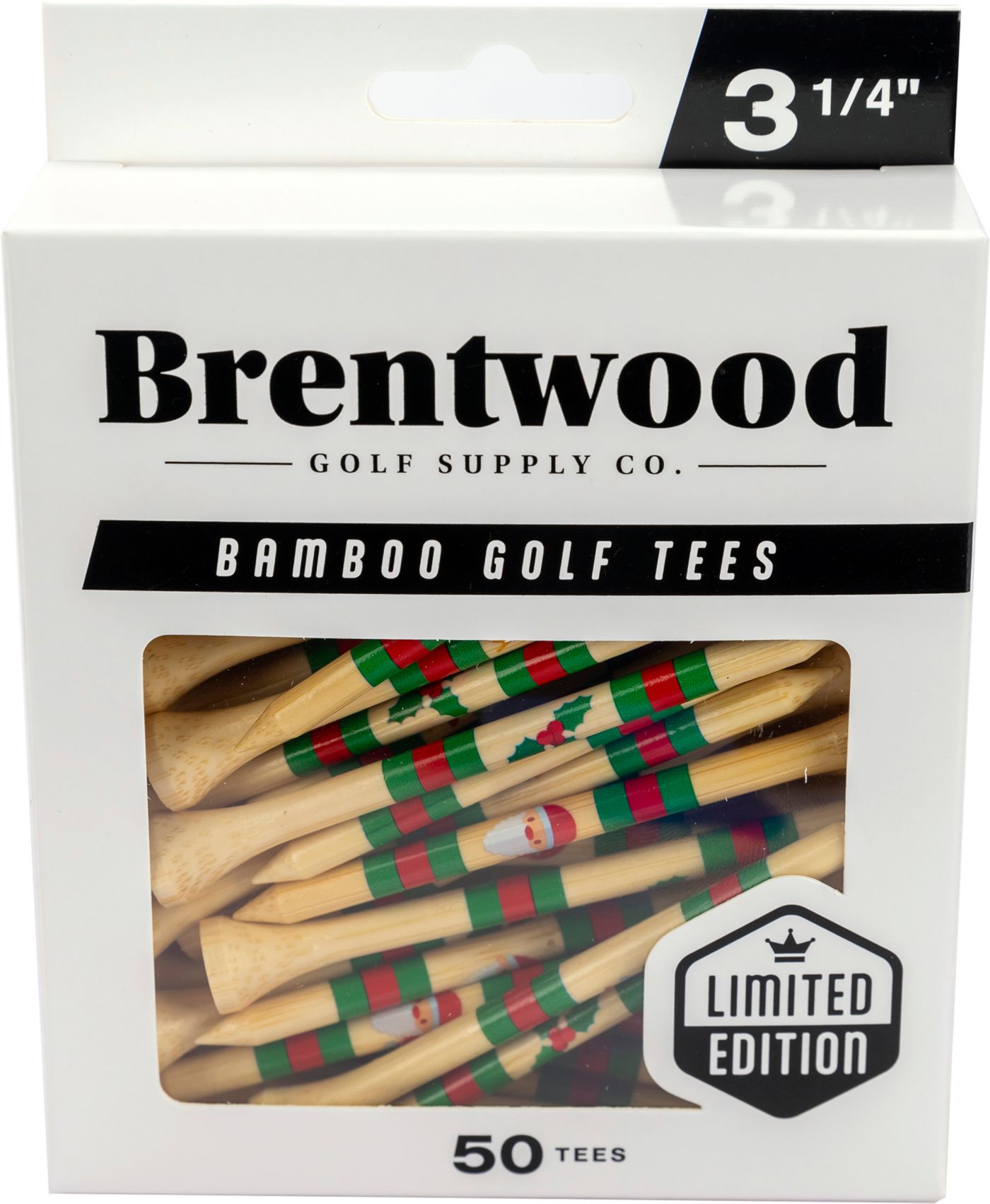 Brentwood Golf Supply 3.25" Limited Edition Holiday Print Bamboo Golf Tees - 50 Pack | Golf Galaxy