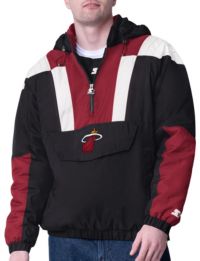 Starter Men's Miami Heat Charger Black Half-Zip Jacket | Dick's ...