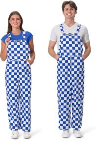 Game Bibs Adult Royal Blue/White Checkered College Stripes Overalls ...