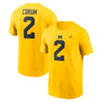 Jordan Men's Michigan Wolverines Blake Corum #2 Gold T-Shirt | Dick's ...