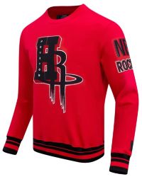 Pro Standard Men's Houston Rockets Red Mash Up Rib Fleece Crewneck ...