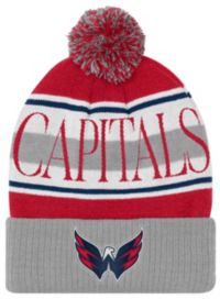 Mitchell & Ness Youth Washington Capitals Red Classic Pom Knit Beanie ...