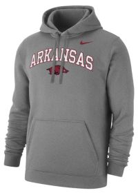Nike Men's Arkansas Razorbacks Grey Club Fleece Arch Logo Pullover ...