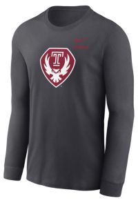 Nike Men's Temple Owls Anthracite Legend Tonal Mascot Long Sleeve Shirt ...