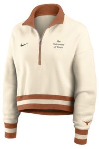 Nike Women's Texas Longhorns Natural Legacy Quarter-Zip Cropped Jacket ...