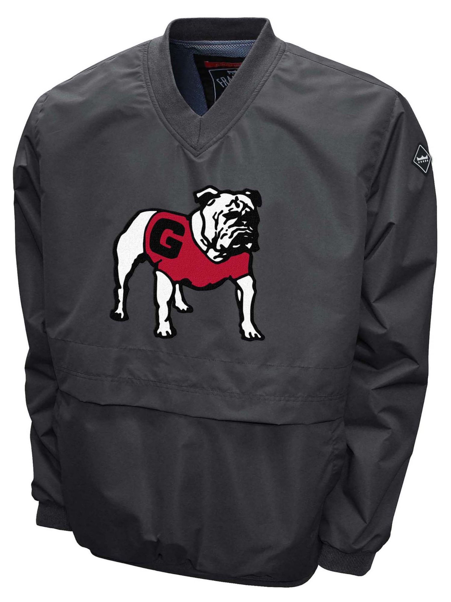 Franchise Club Men's Georgia Bulldogs Grey Big Logo Windshell Pullover ...