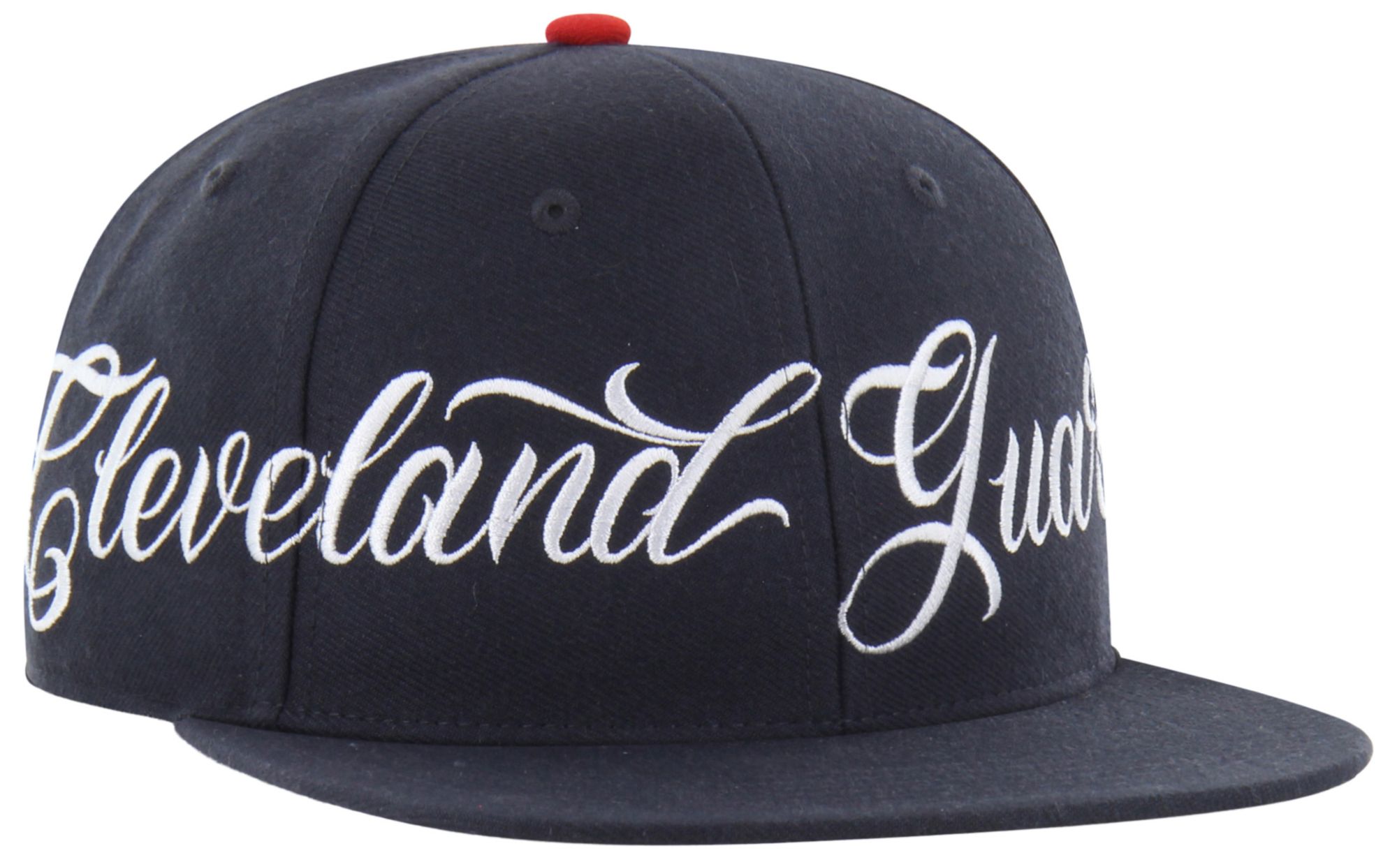 '47 Adult Cleveland Guardians Navy Mister Cartoon Script Captain Hat ...