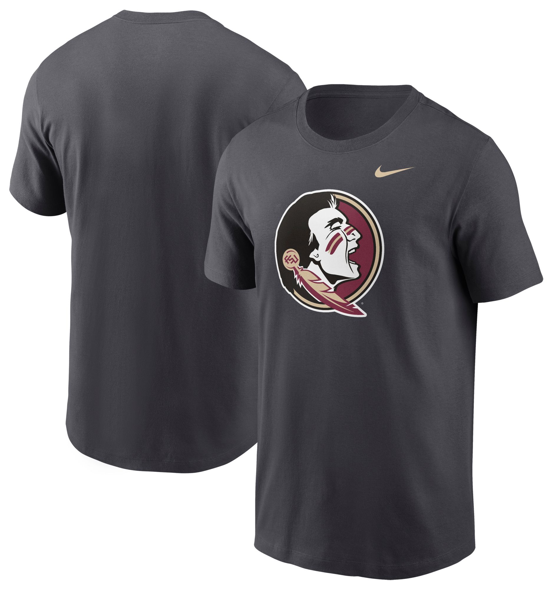 Nike Men's Florida State Seminoles Anthracite Primary Logo T-Shirt ...