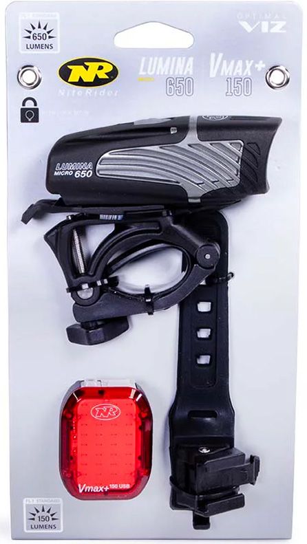 NiteRider Lumina Micro 650 and Vmax+ 150 Combo Front and Rear Light Set ...