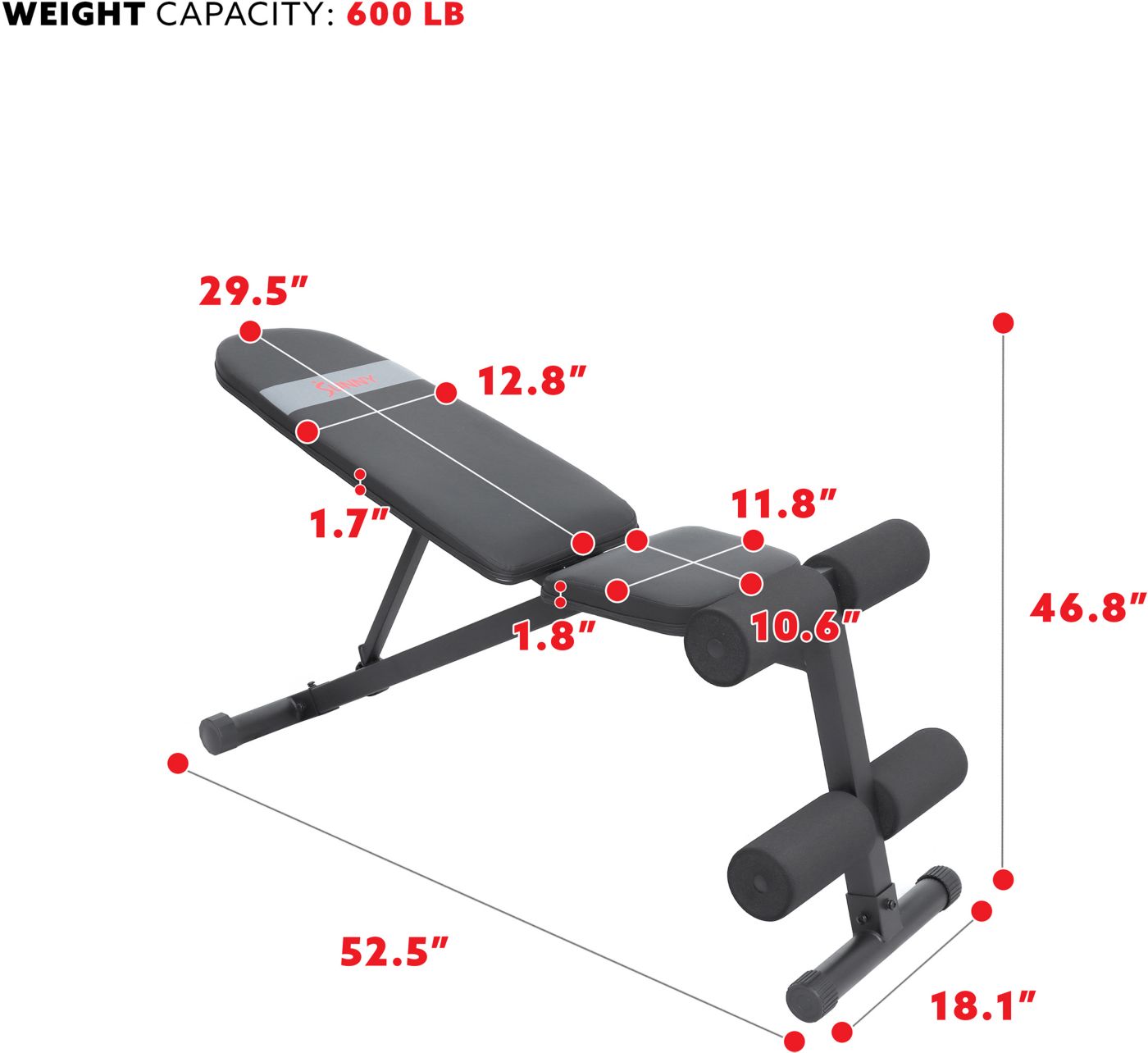 Sunny Health Fitness Incline Decline Weight Bench Dick s Sporting Goods