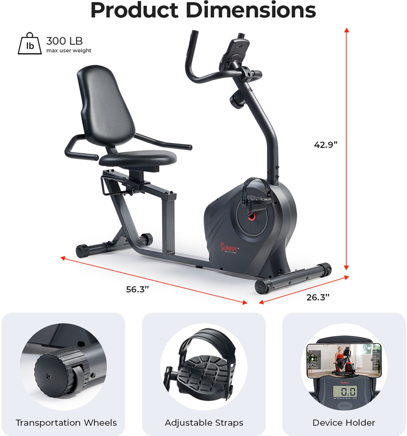 Sunny health & fitness magnetic recumbent bike store
