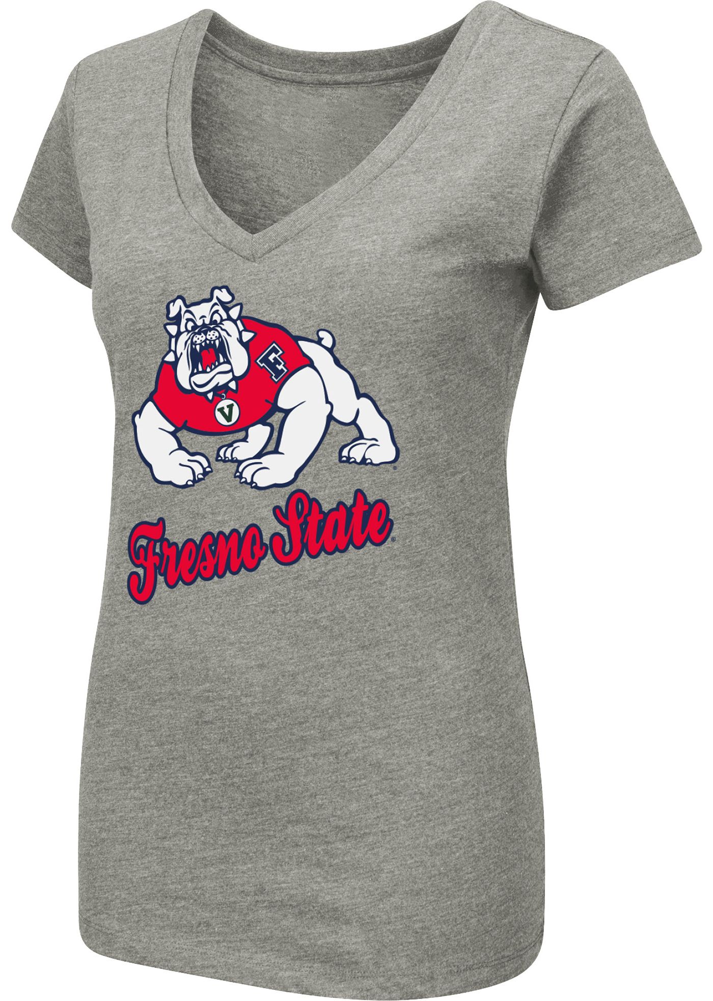 Colosseum Women's Fresno State Bulldogs Grey Dual Blend V-Neck T-Shirt ...